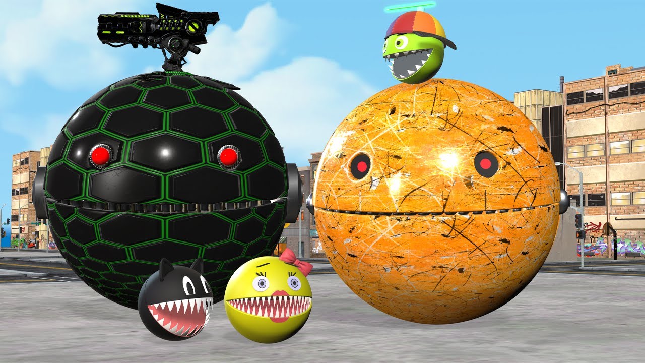 ROBOT PACMAN & MS PACMAN VS CARTOON CAT AND ROBOT MONSTER PACMAN - YouTube