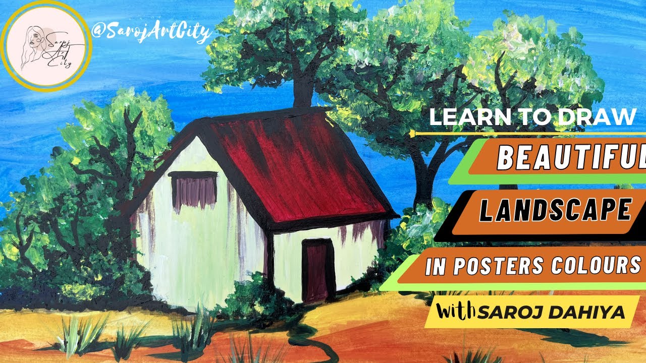 How to Draw Landscape /Landscape drawing /Simple Drawing/Easy Steps of ...