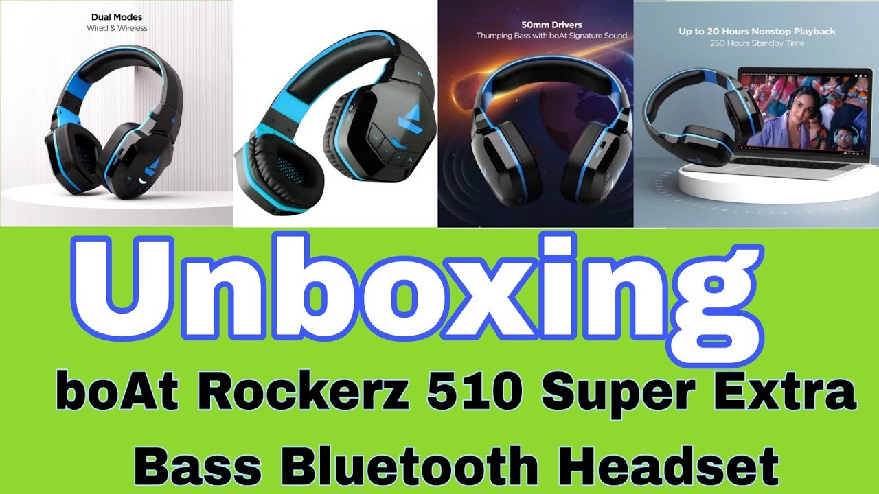 Unboxing boAt Rockerz 510 Super Extra Bass Bluetooth Headset (Furious ...