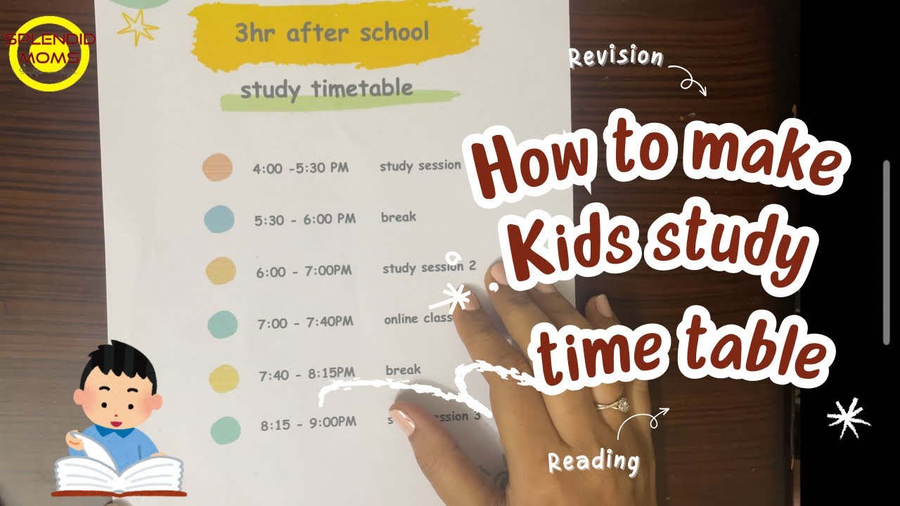 How to make Study Time Table for kids || घर पर पढ़ने के लिए बच्चों का टाइम टेबल - YouTube