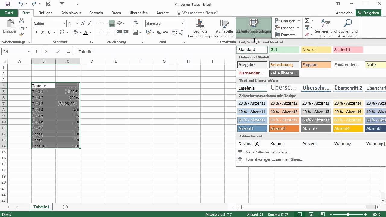 Excel - Einstieg für Anfänger (2) - Basics und der Reiter Start - YouTube