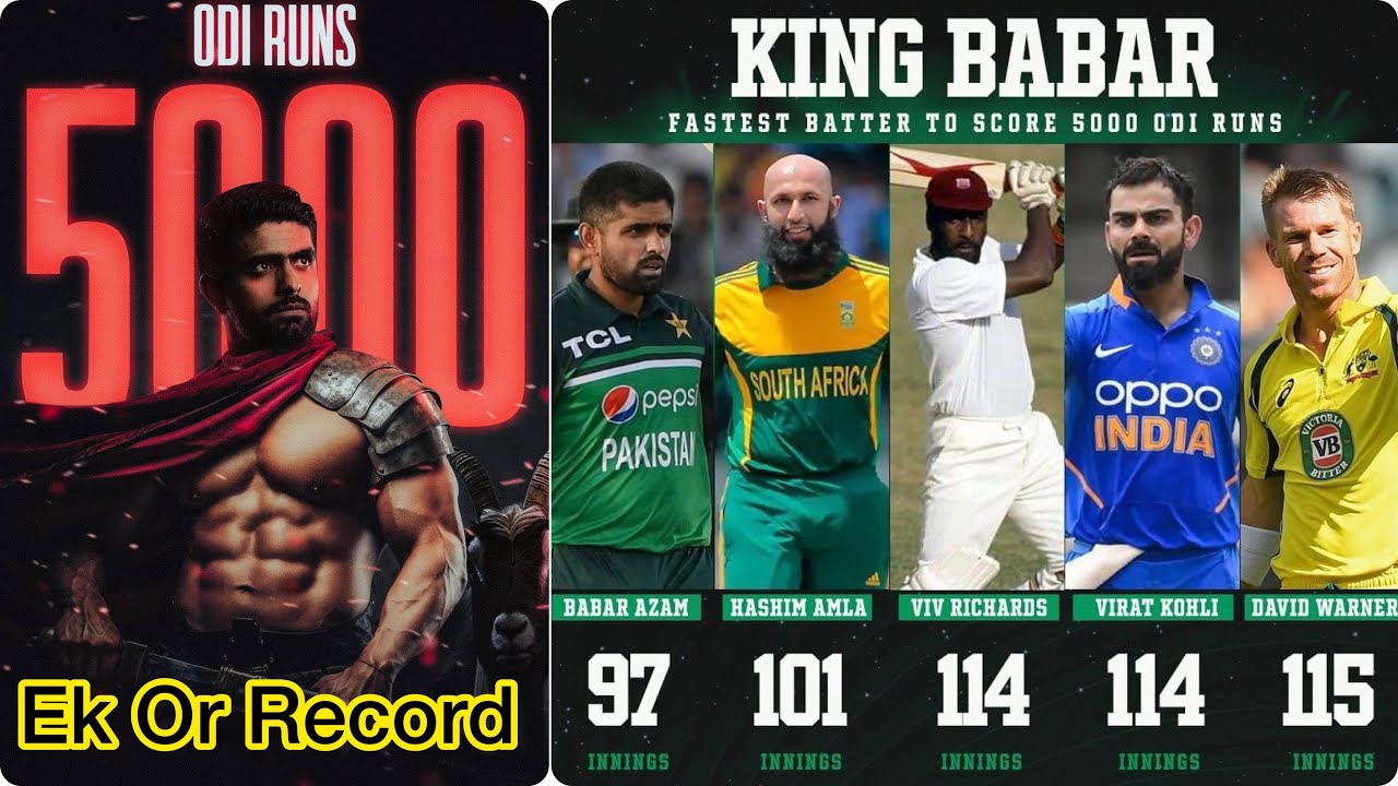 Babar Azam k Fastest 5000 Runs in ODI! Fastest 18 Centuries! King is ...