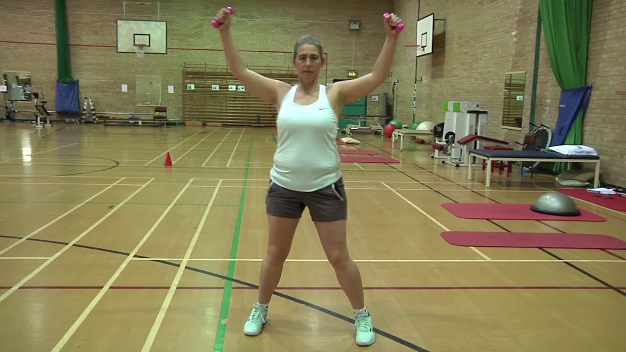 Side stepping with arm weights - YouTube