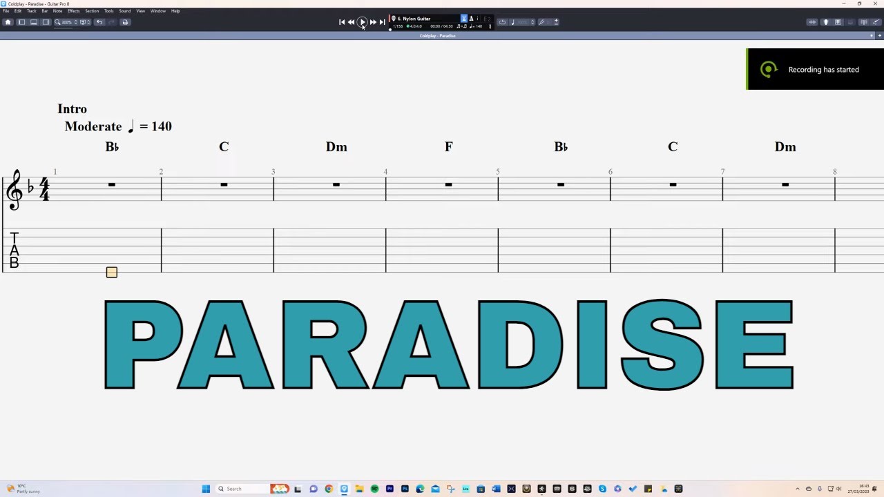 Coldplay - Paradise (INTERACTIVE GUITAR TABS) - YouTube