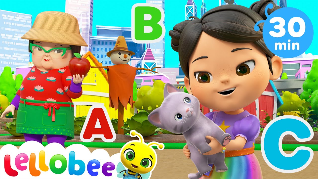 🍎 ABC SONG KARAOKE! 🐱 | BEST OF LELLOBEE CITY FARM! | Sing Along With ...