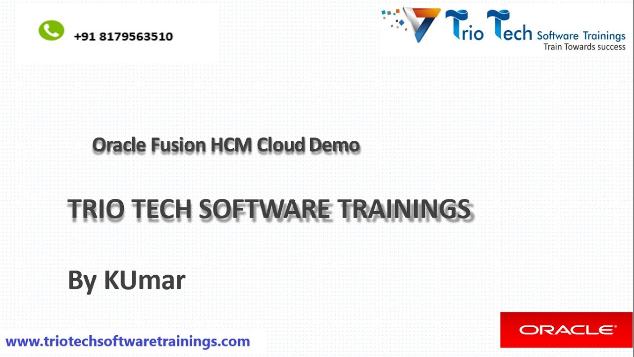 Oracle Fusion HCM Techno Functional Training Day 1|28-05-2022| BY MR.KUMAR|TrioTech - YouTube