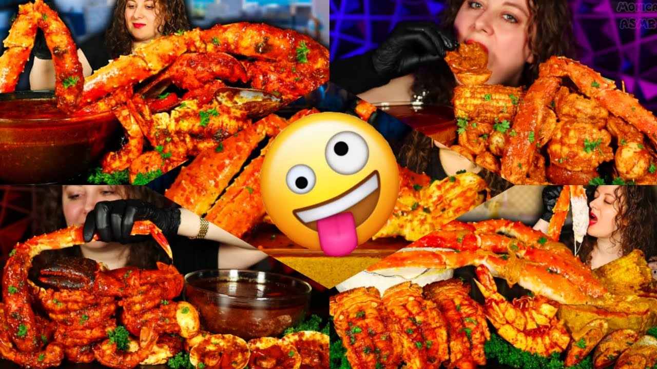 MONICA ASMR - ULTIMATE DESHELLED KING CRAB SEAFOOD BOIL MUKBANG ...