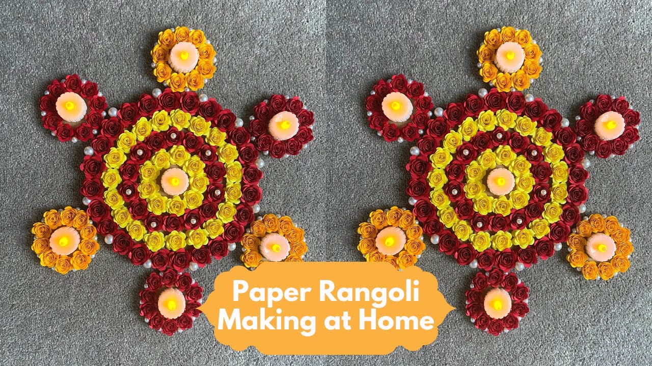 ECO FRIENDLY PAPER RANGOLI FOR DIWALI | PAPER FLOWER RANGOLI MAKING ...