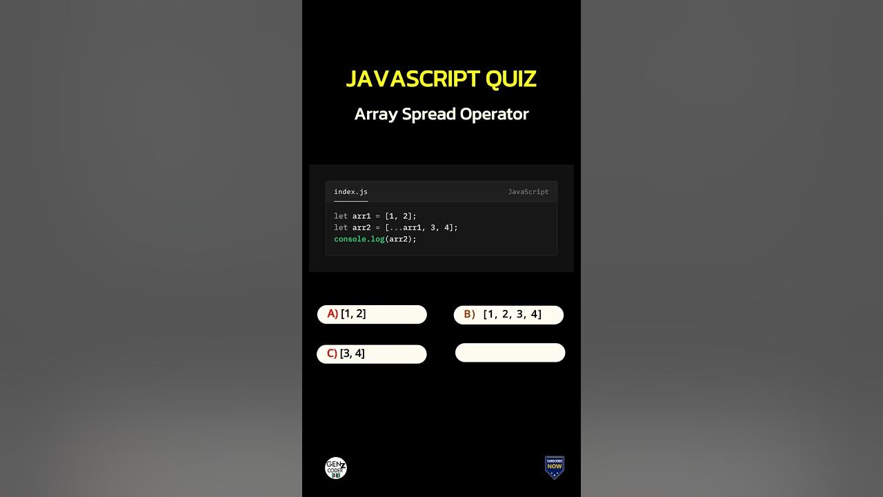 Array Spread Operator || JAVASCRIPT QUIZ-39 || #shorts #coding #shortsviral #javascript - YouTube