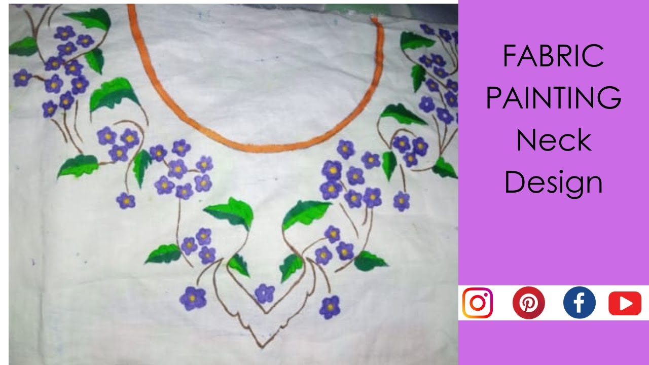Unique Fabric Painting tutorial Neck design for kurti 😍 - YouTube