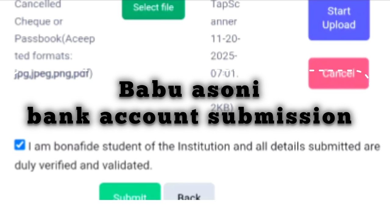 Babu asoni bank account submission - YouTube