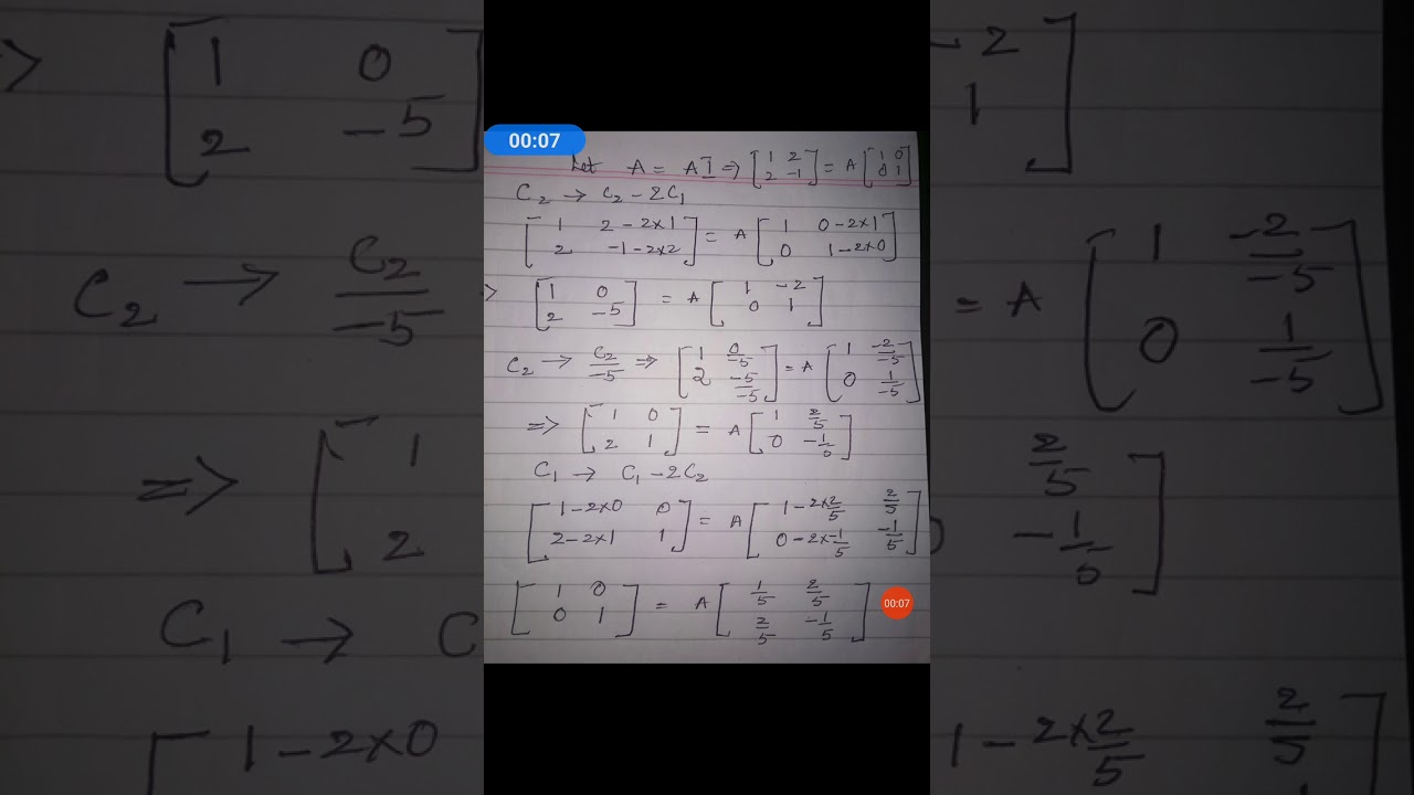Inverse by elementary column operations - YouTube