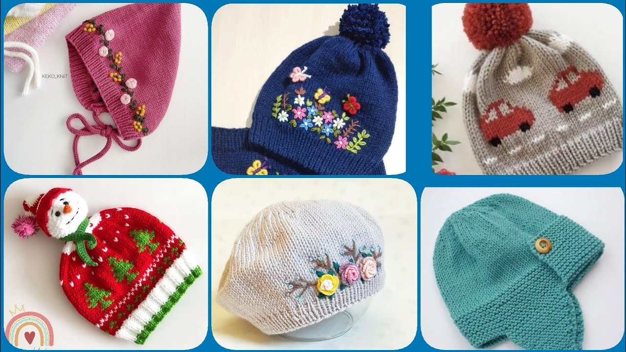 Hand knitted woolen baby cap design/baby topi ke design/baby hat ...