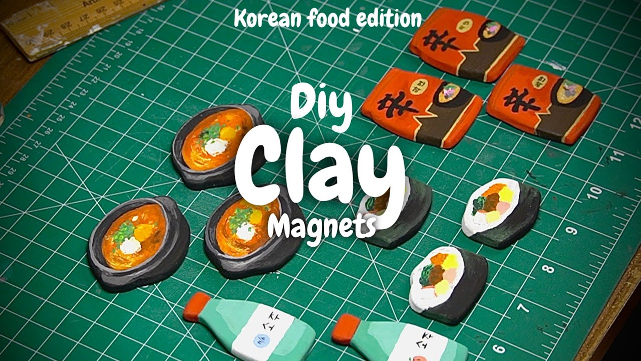 How I Make Clay Magnets 🥘 DIY Gifts Fridge Magnets with Air Dry Clay ...