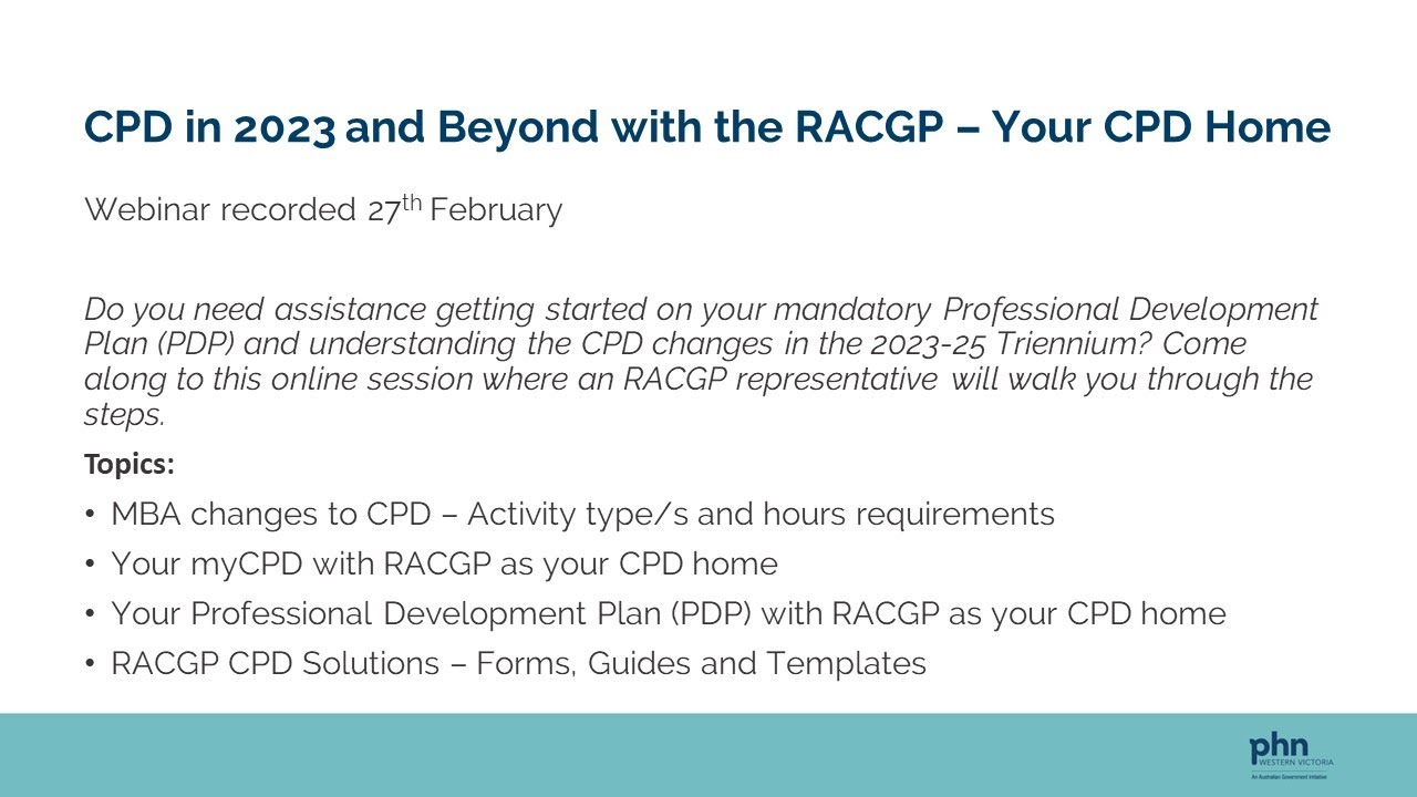 CPD in 2023 and Beyond with the RACGP – Your CPD Home - YouTube