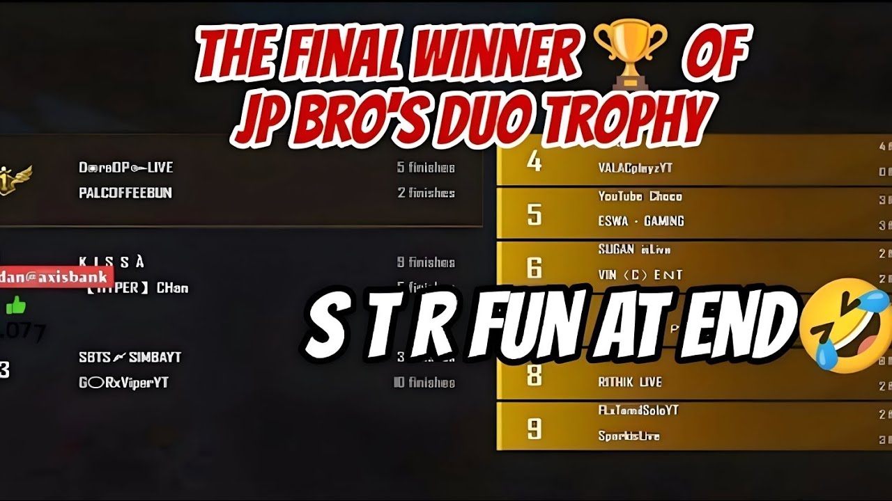 The final Duo War Winner hi of JP bro's trophy 🏆 #madan #madanop #sri ...