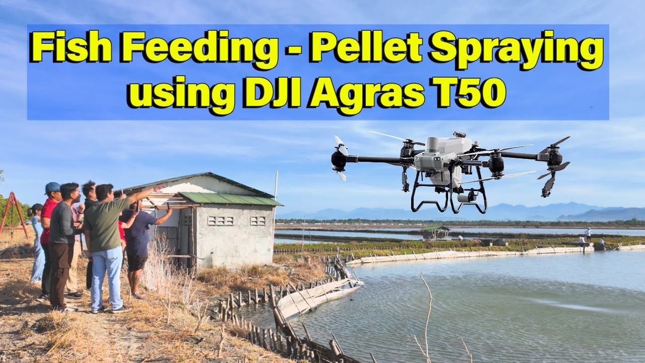 Fish Feeding - Pellet Spraying using DJI Agras T50 - YouTube