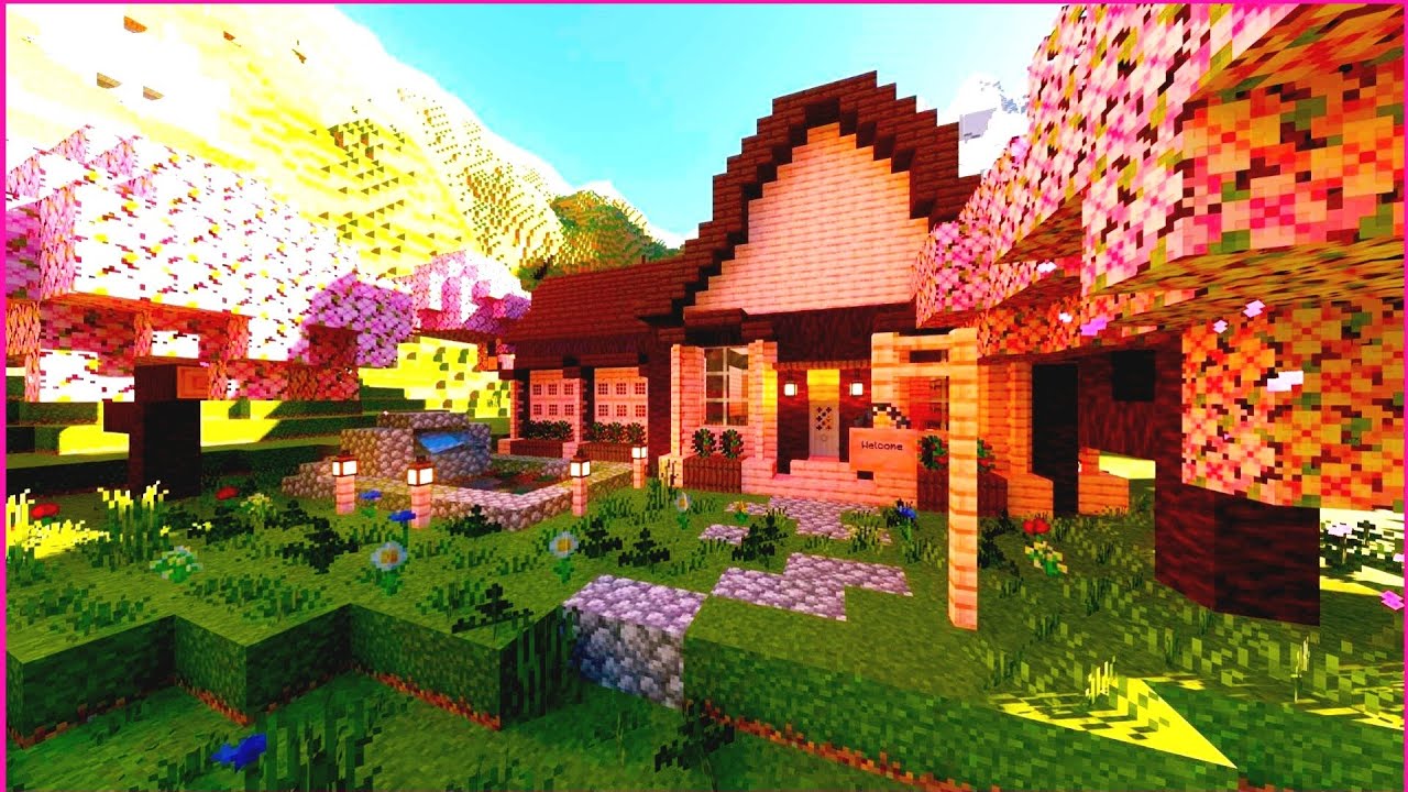 Minecraft | How to build a cherry blossom house - YouTube