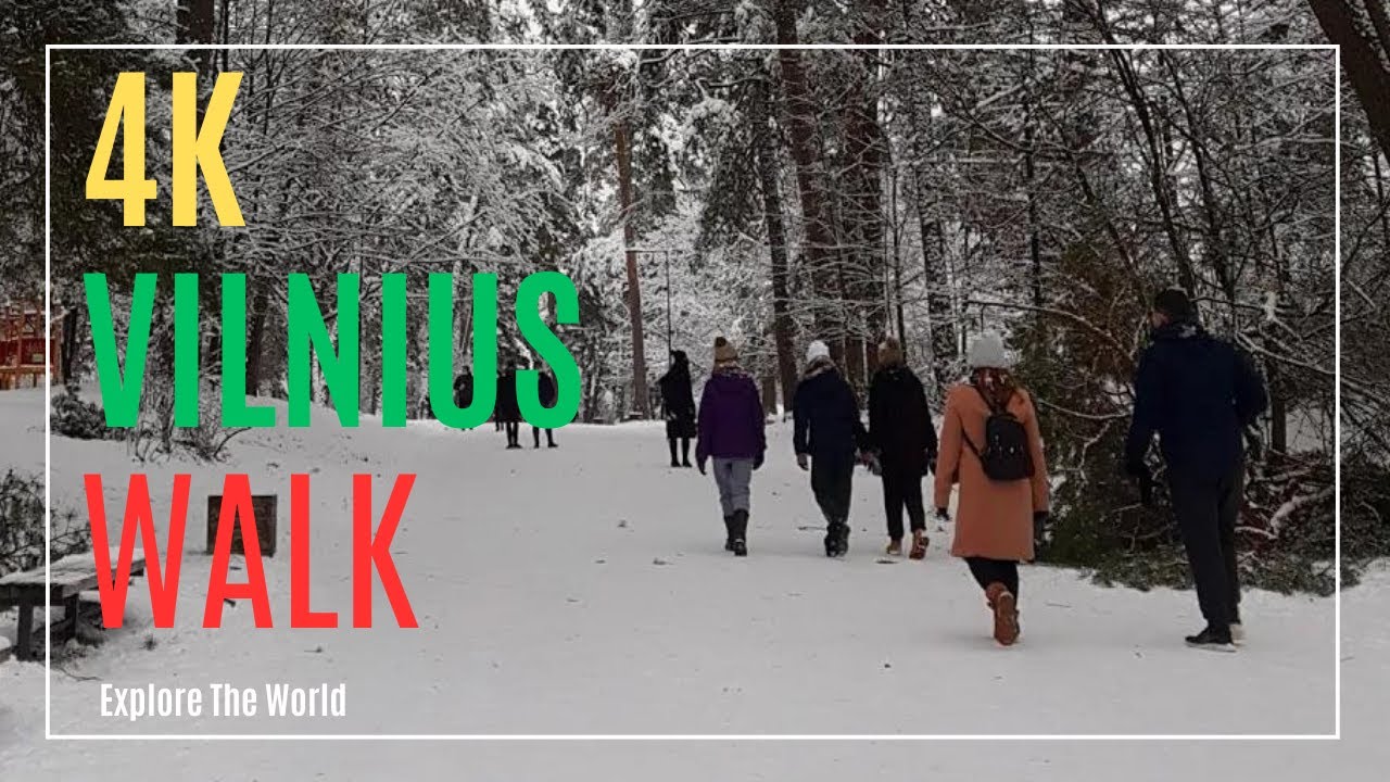 【4K】 Walking Tour in Lithuania - Vilnius Snowy Walk through the Vingis ...