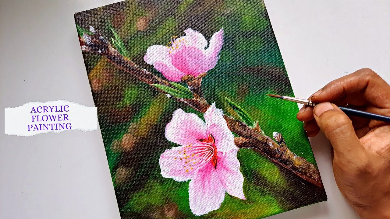 Flower Painting | Flower Acrylic Painting for Beginners | Canvas ...