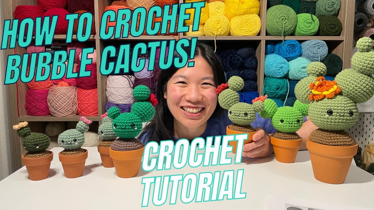 How to Crochet a Bubble Cactus in a Small Pot! - YouTube