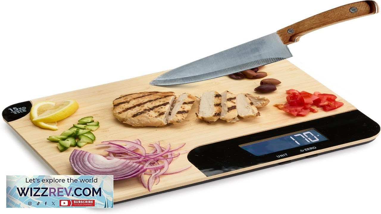 Sharper Image Bamboo Cutting Board & Digital Food Scale 33 lb - YouTube