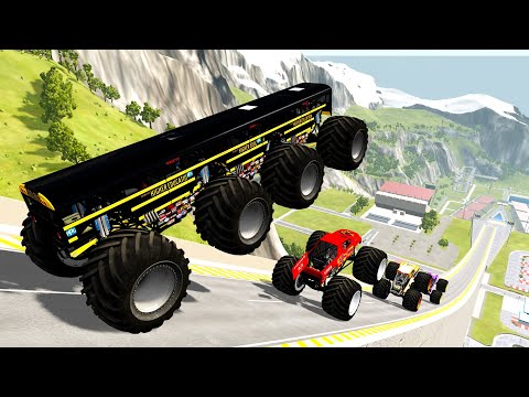 Random BMNG - Epic High Speed Monster Truck Jumps & Crashes #5 - BeamNG.Drive
