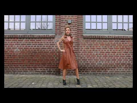 Lederkleid als Wickelkleid aus soft ECHTLEDER in cognac