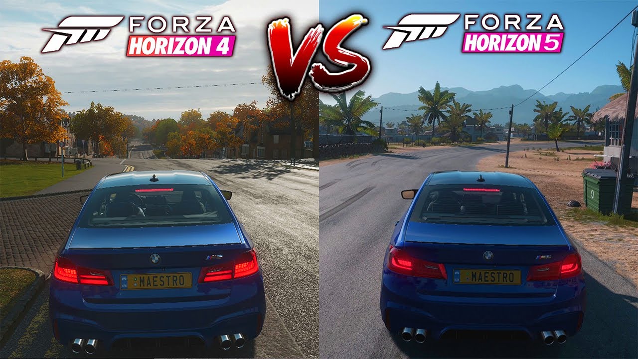 FORZA HORIZON 4 vs 5 | BMW M5 2018 | GRAPHICS SOUND GAMEPLAY - YouTube