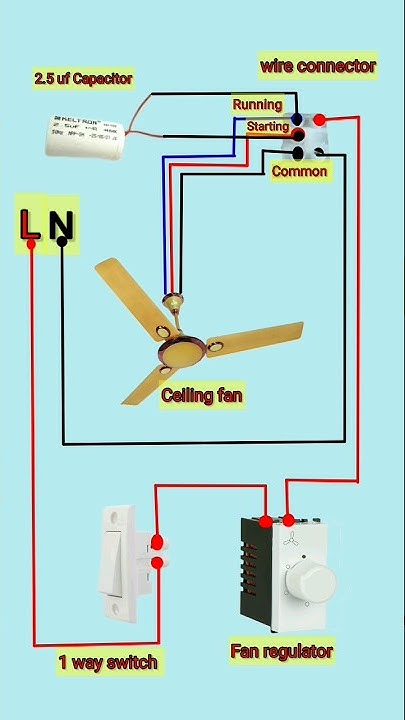 Ceiling fan 3 wire connection || Electric fan wiring diagram || #shorts #shortfeed #shortsvideo ...