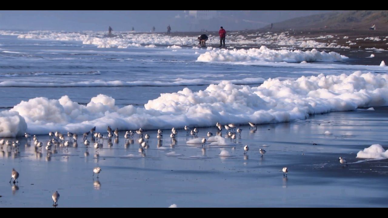 Sea foam at Ocean Beach - YouTube