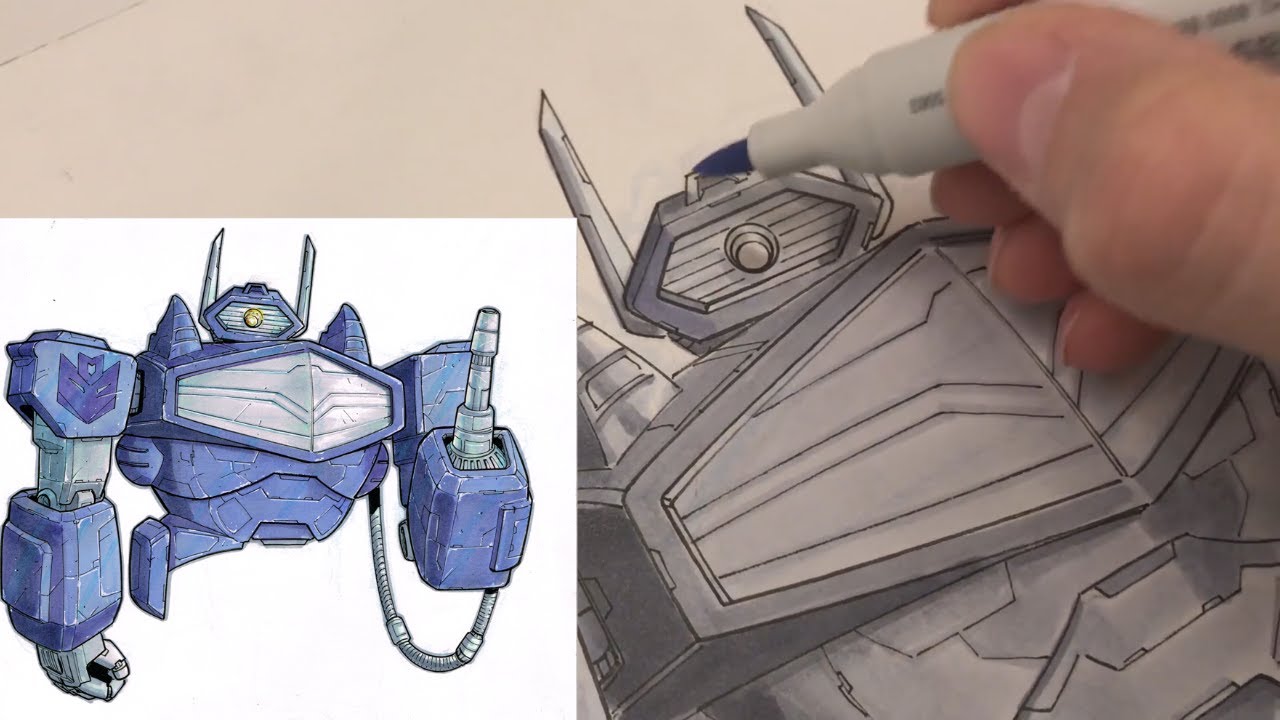 IDW PUBLISHING artist coloring DECEPTICON SHOCKWAVE with MARKERS - YouTube