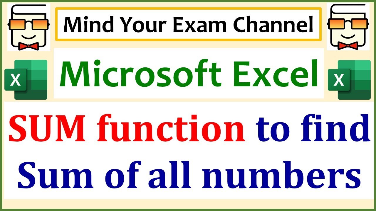Sum of numbers in Excel using Sum function | Microsoft Excel Course ...