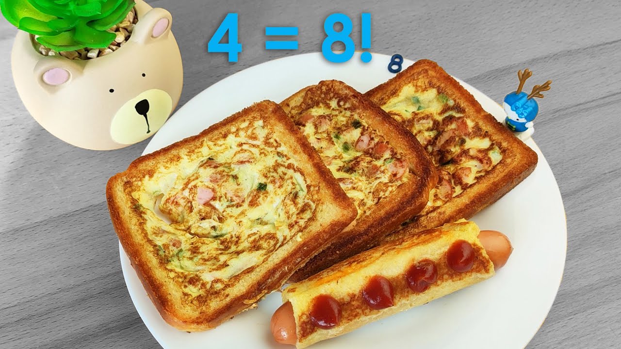 Crispy toast with sausages 🌭🥪. 8 toasts from 4 pieces of bread. - YouTube