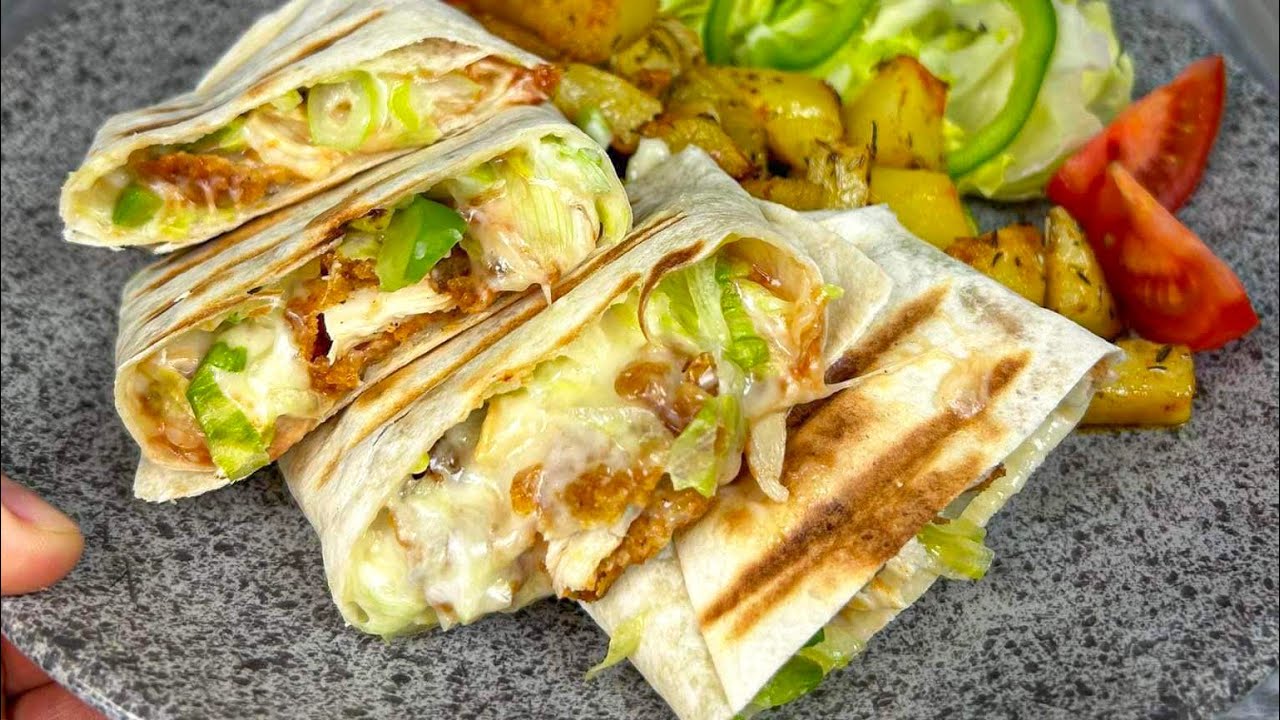 Cum sa faci crispy de pui in lipie cu cascaval dispare in 3 minute de ...