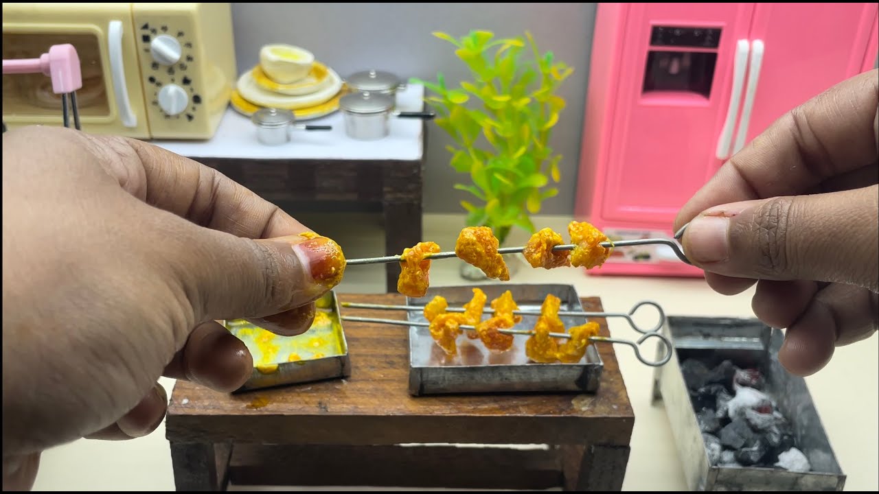 Mini Chicken Barbecue in play kitchen | Miniature Grill Chicken | Mini ...