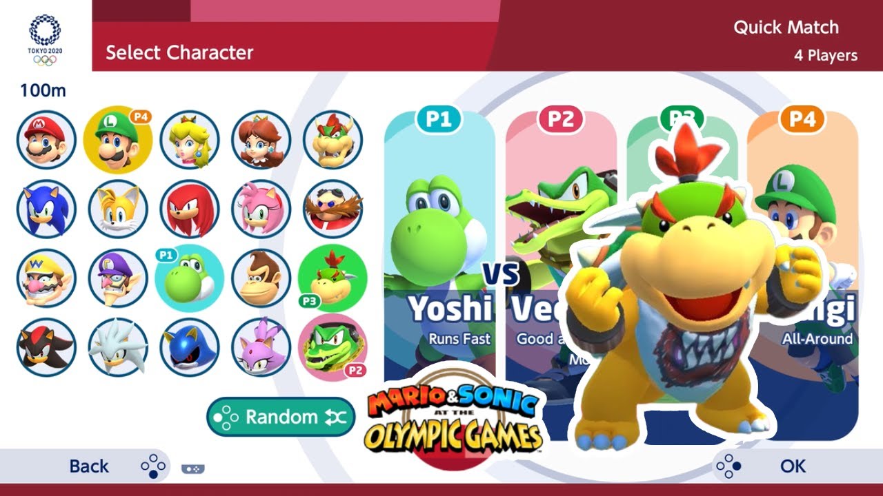 Mario & Sonic at Tokyo 2020 : Gameplay (4 Players) Yoshi VS Vector VS ...