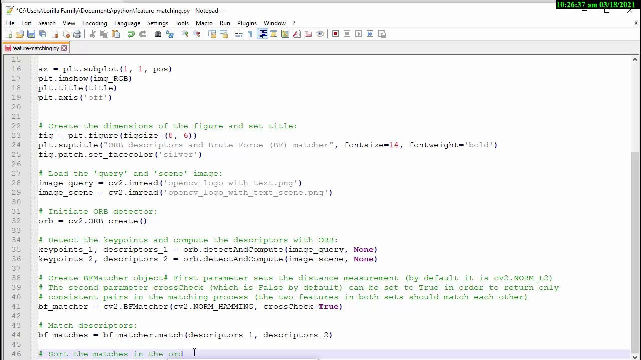 【PYTHON OPENCV】ORB descriptors and Brute Force BF matcher - YouTube