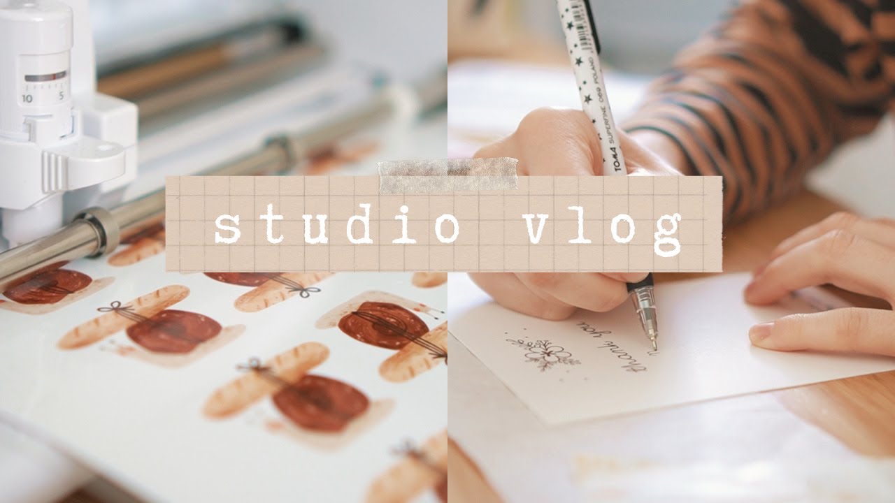 Studio Vlog Making new stickers, shop update and packing orders - YouTube