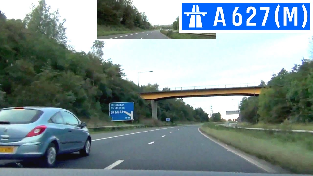 A627(M) Motorway - Front View with Rearview Mirror - YouTube