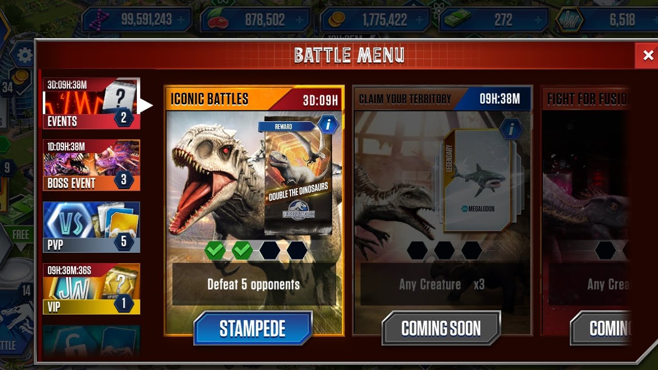 Iconic Battles Packs Jurassic world the game - YouTube