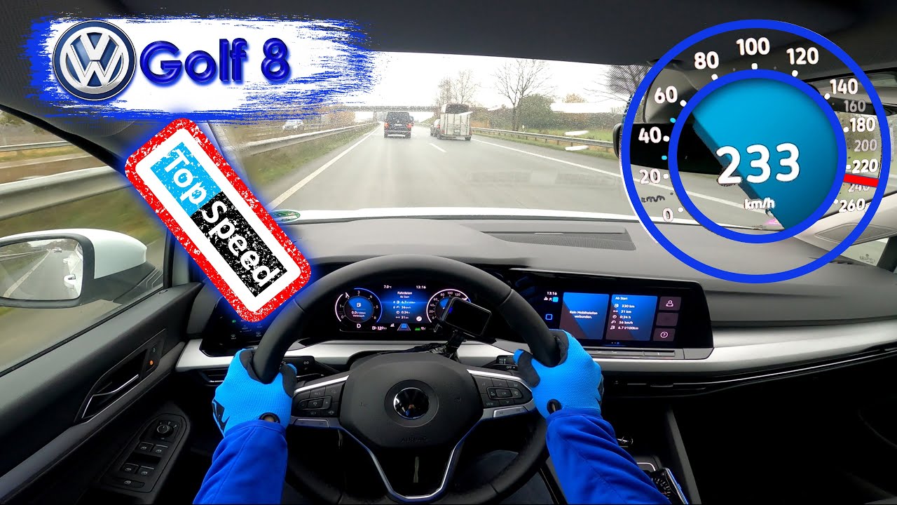 VOLKSWAGEN GOLF 8: TOP SPEED ON GERMAN AUTOBAHN - YouTube