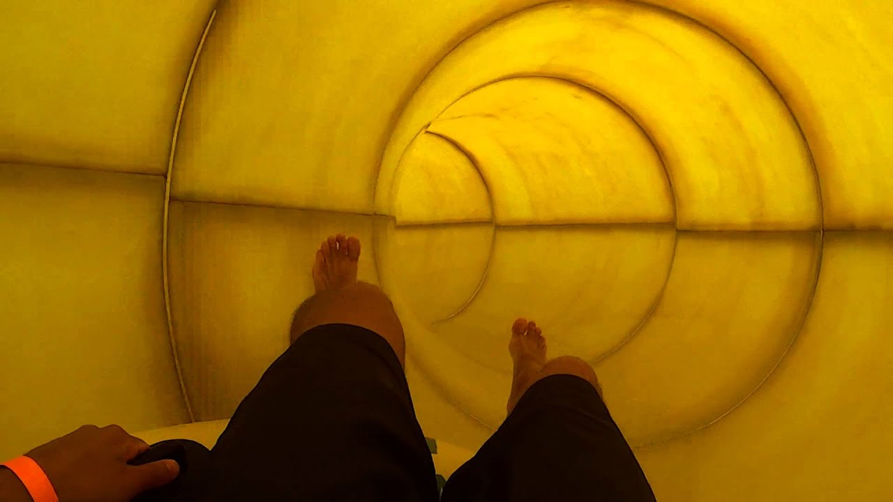 Yellow Tube Water Slide at AquaCentrum - YouTube