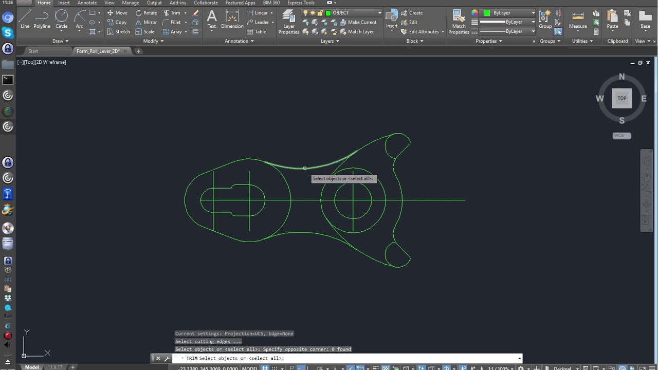 2019-07-13 AutoCAD Form Roll Lever 2D (part 2) - YouTube