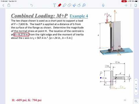 Chapter 5 Bending of Beams - Lecture 15 - Combined Loading - Example 4 ...