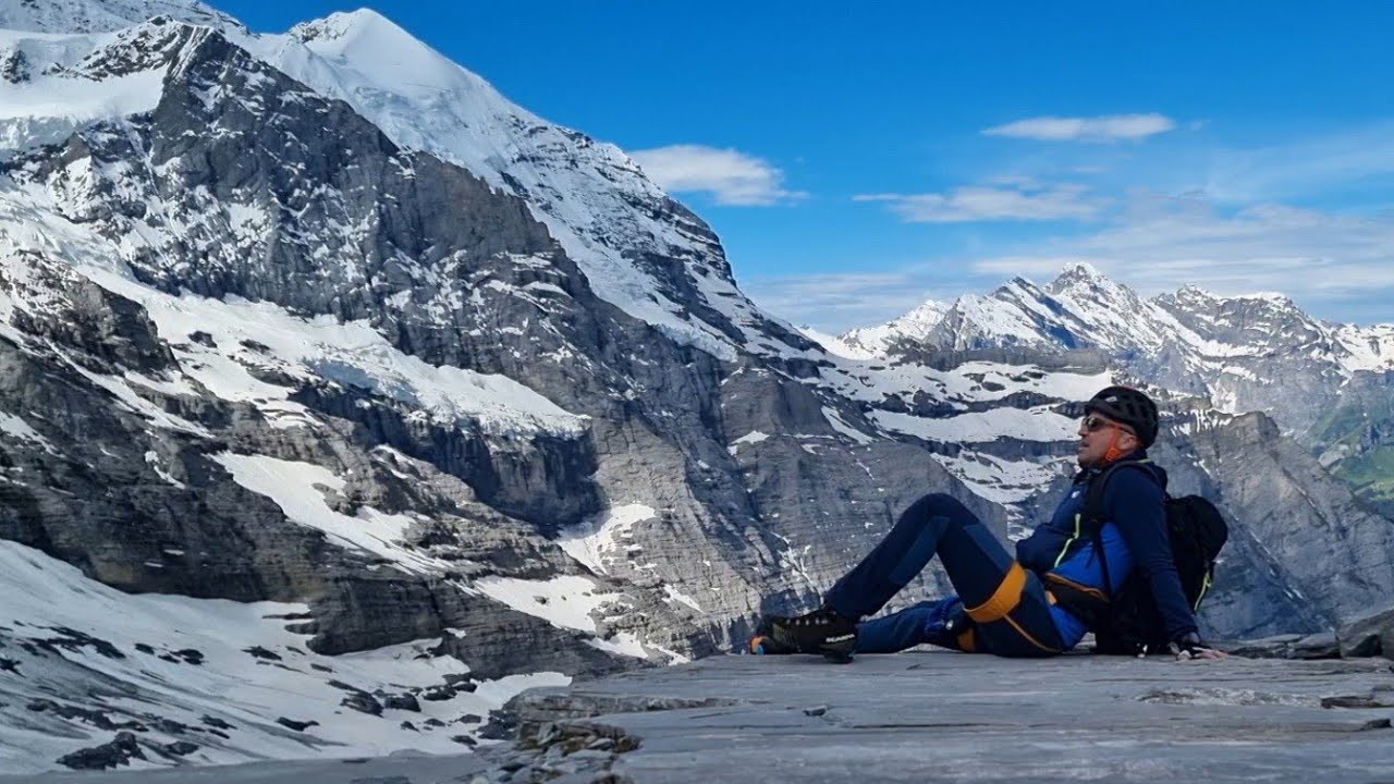 Climbing on The Nord Face of Eiger,Via Ferrata Rotstock (17.06.2024 ...