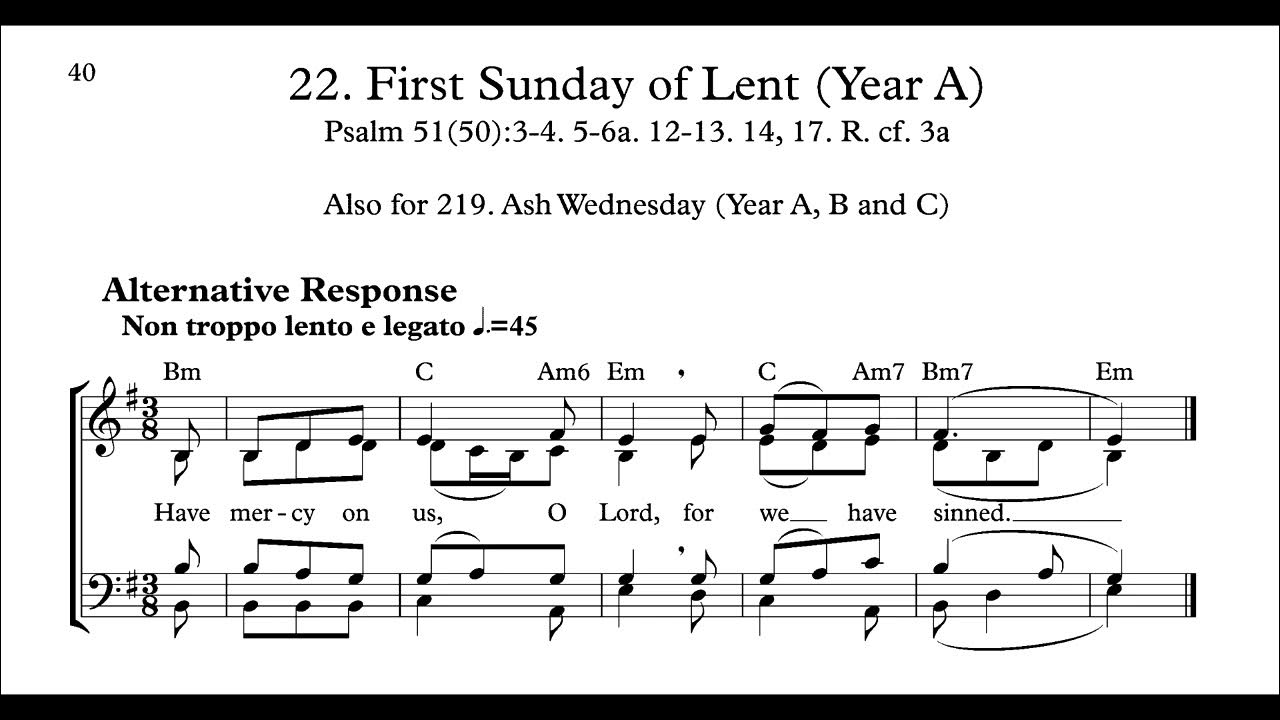 Responsorial Psalm Ash Wednesday (Year A, B, and C) - New Lectionary ...