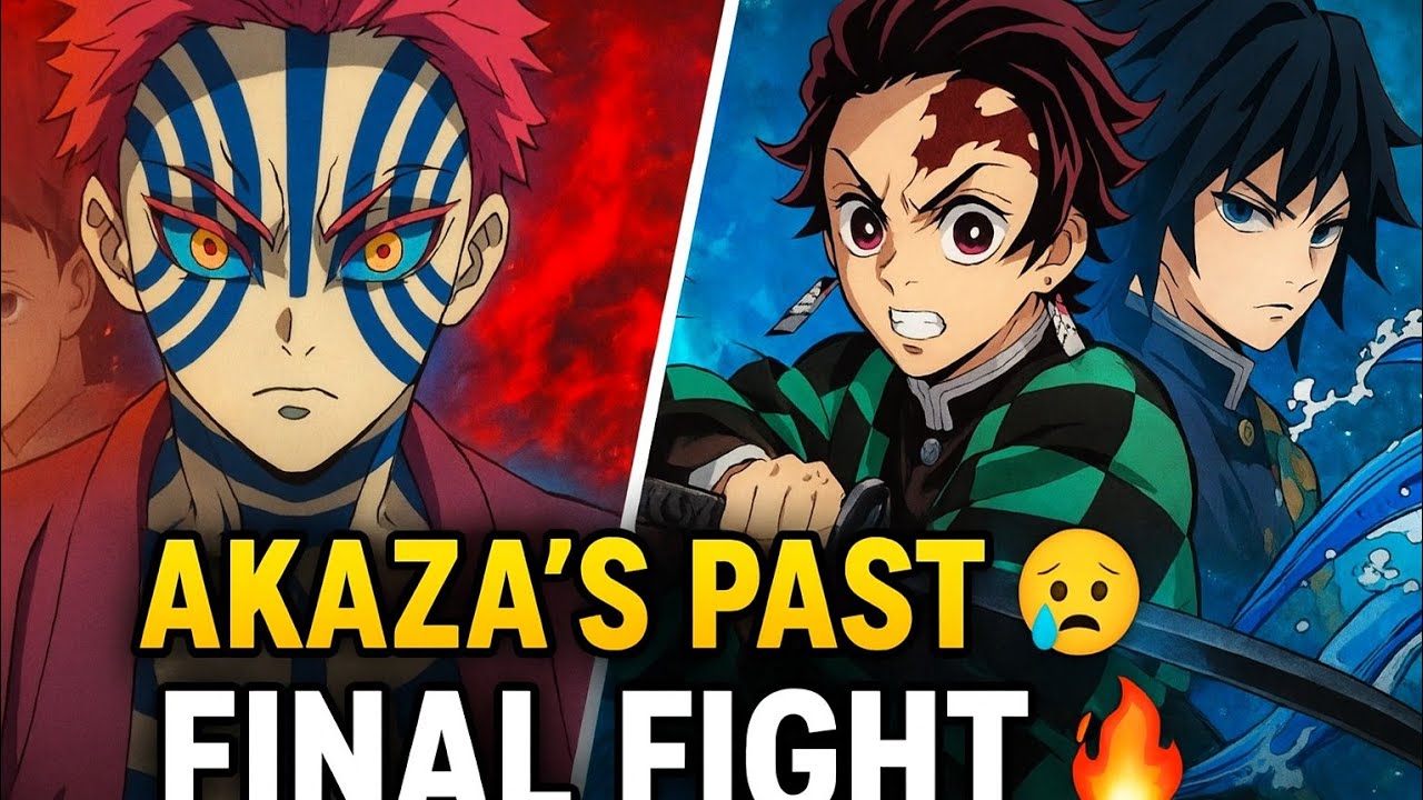 Akaza vs Tanjiro & Giyu 🔥 Full Fight + Akaza Backstory | Demon Slayer ...