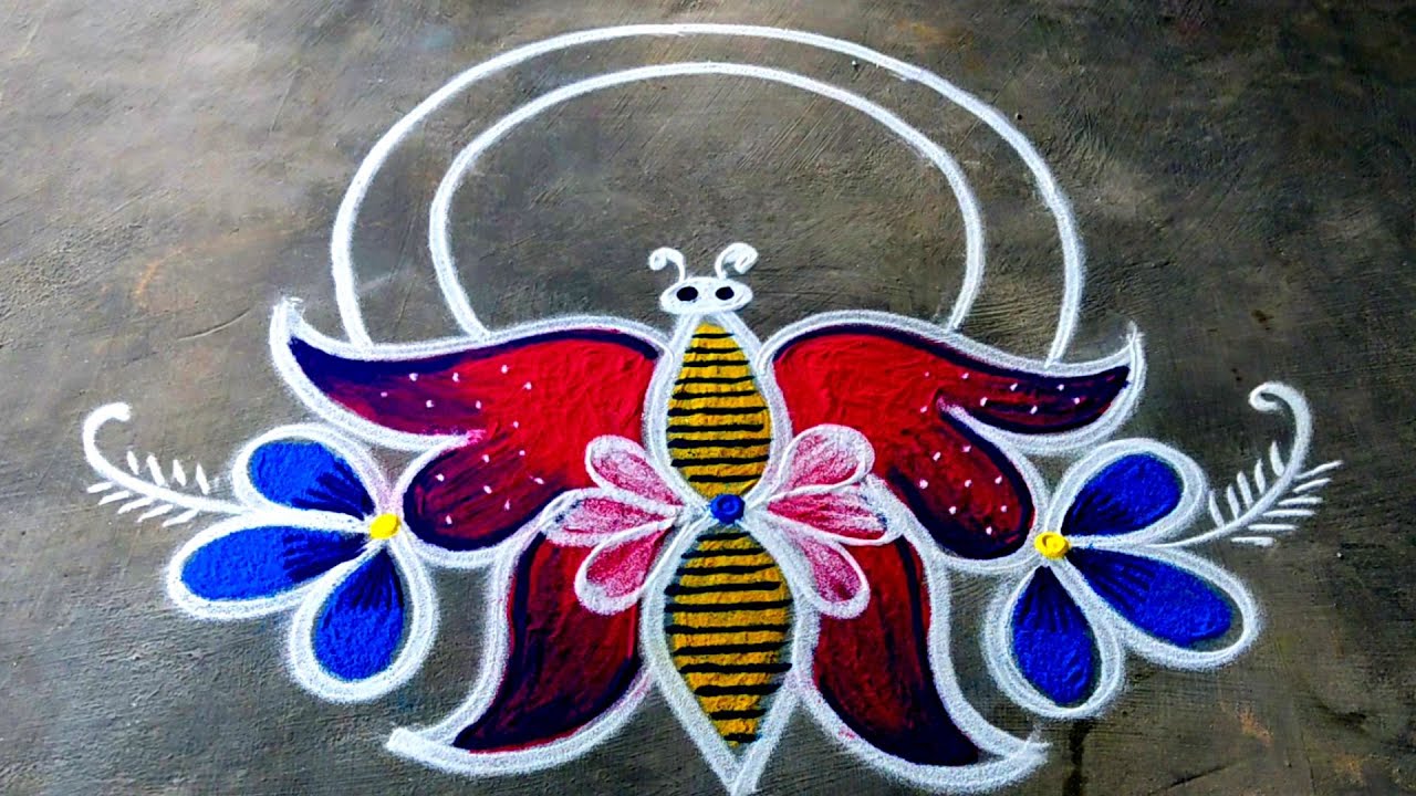 2025 new year muggulu with colours🌹Beautiful New year kolam🌹new year ...