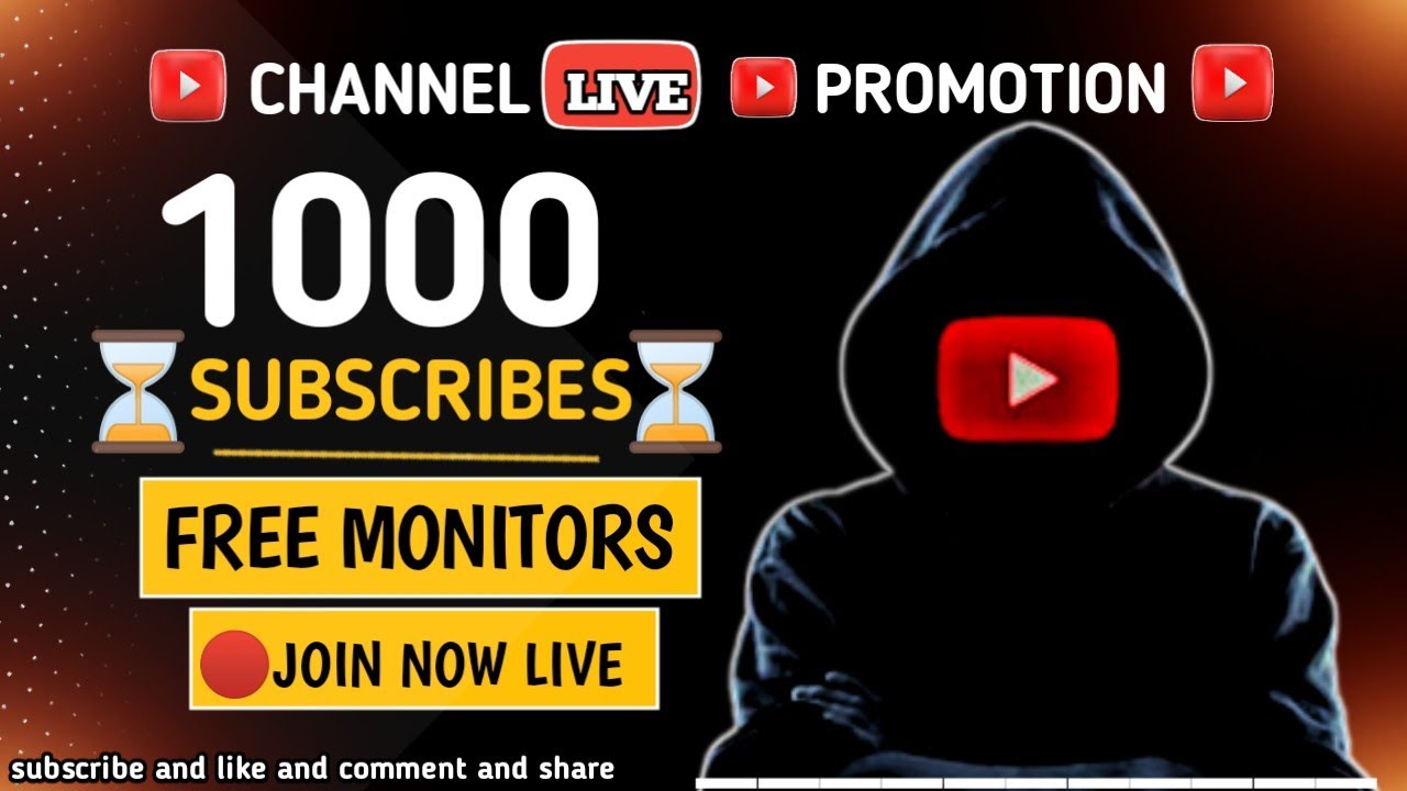 YouTube channel live Promotion free 🔴 2 मिनट में 500 सब्सक्राइब आज ले ...